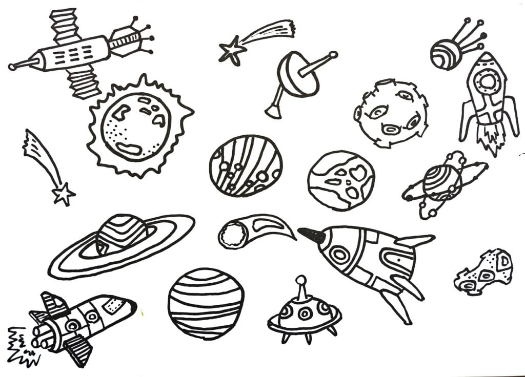 45 Easy Space Drawing Ideas You Can Try At Home